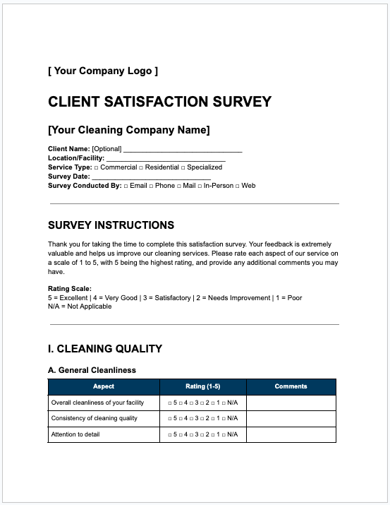 20 Professional Cleaning Business Templates Every Pro Needs to Run ...