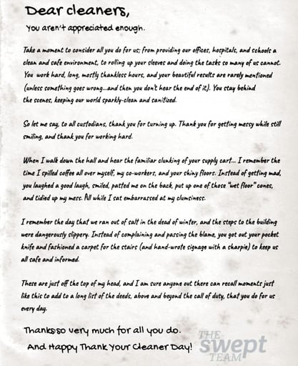 Swept Celebrates Thank Your Cleaner Day